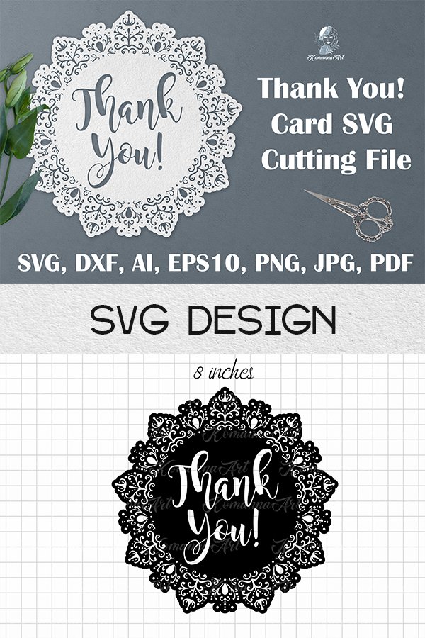Thank You paper cut SVG, Card SVG cutting file, (1304009)