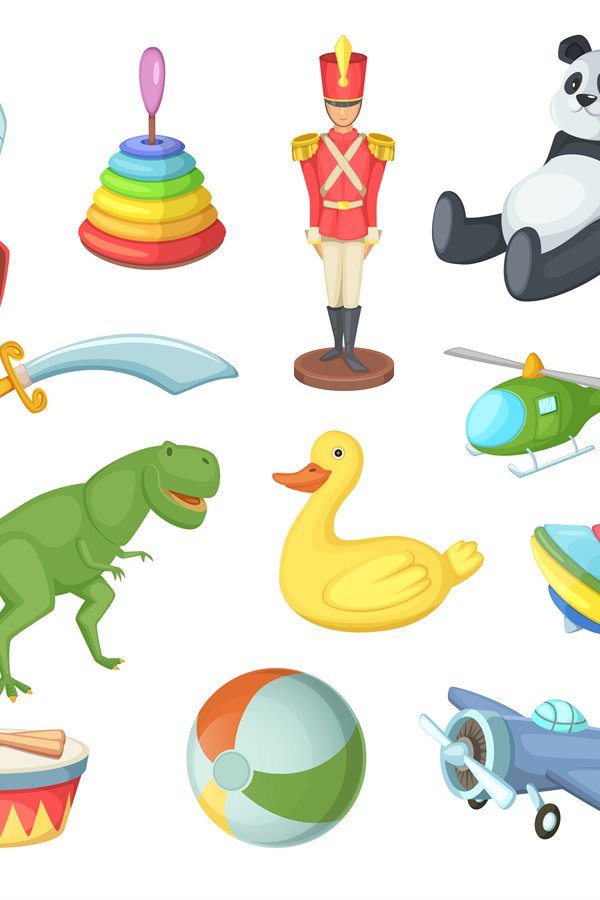 Vector illustration of funny cartoon toys for childrens isol