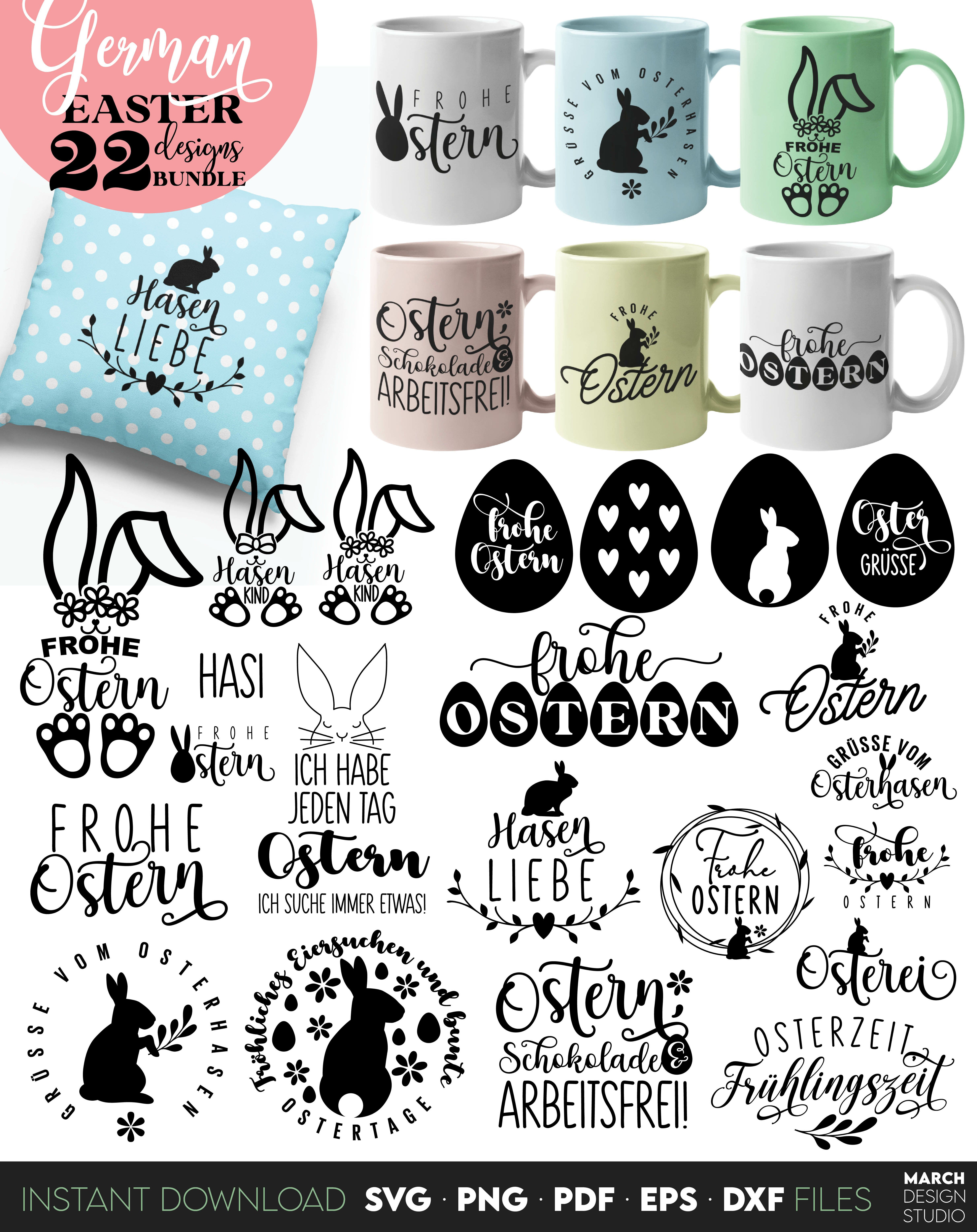 German Ostern Plotter File SVG PNG Bundle | Frohe Ostern