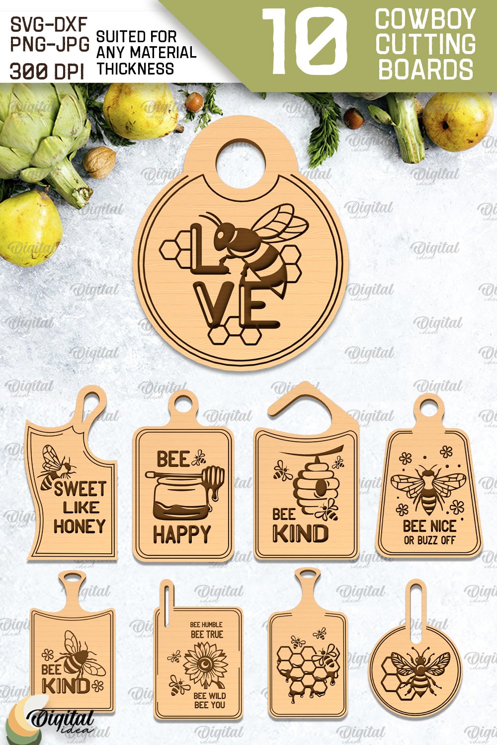 Honey Bee Cutting Boards LaserCut Bundle. Serving Boards SVG