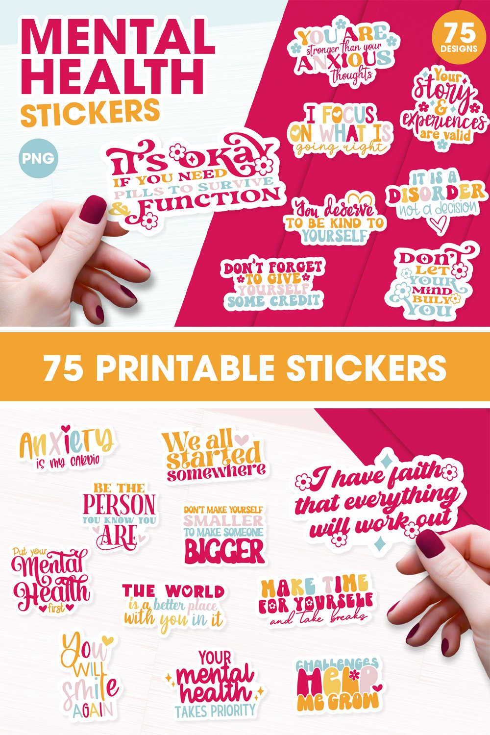 Mental health stickers | Positivity stickers