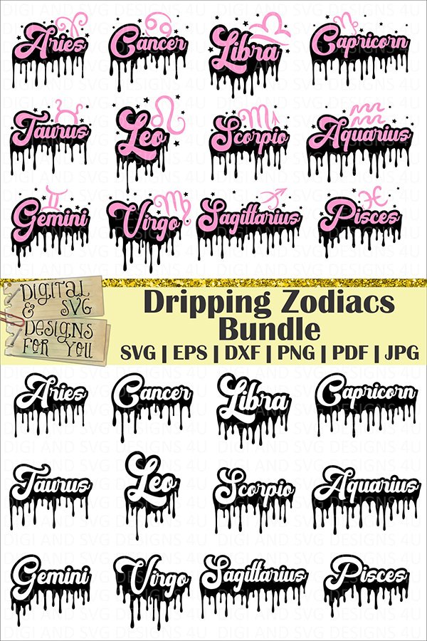 Dripping Zodiac Bundle | Star signs bundle | Zodiac signs