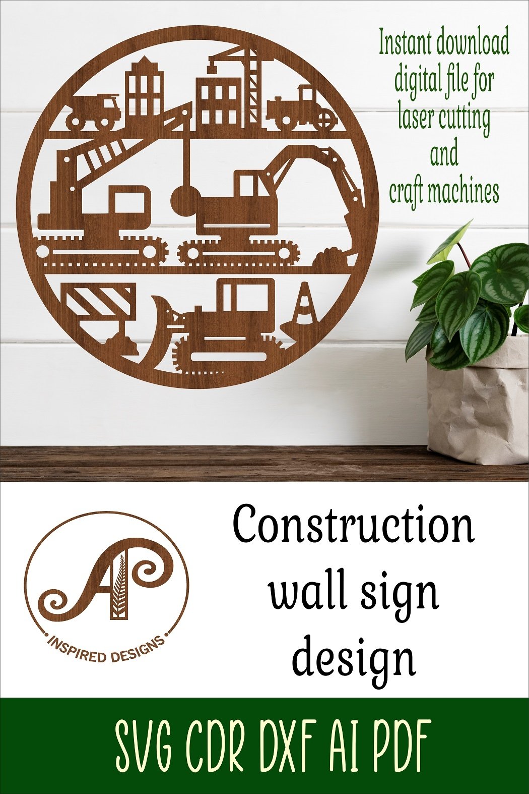 Construction wall art sign, SVG file. vector file