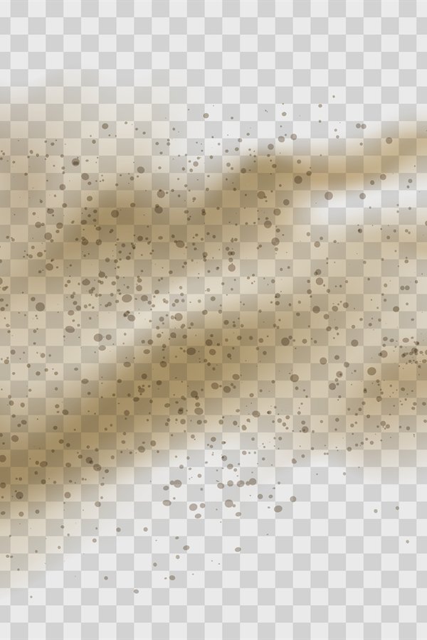 Flying sand on transparent background