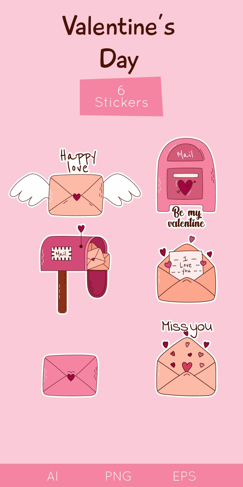 Valentine stickers set.