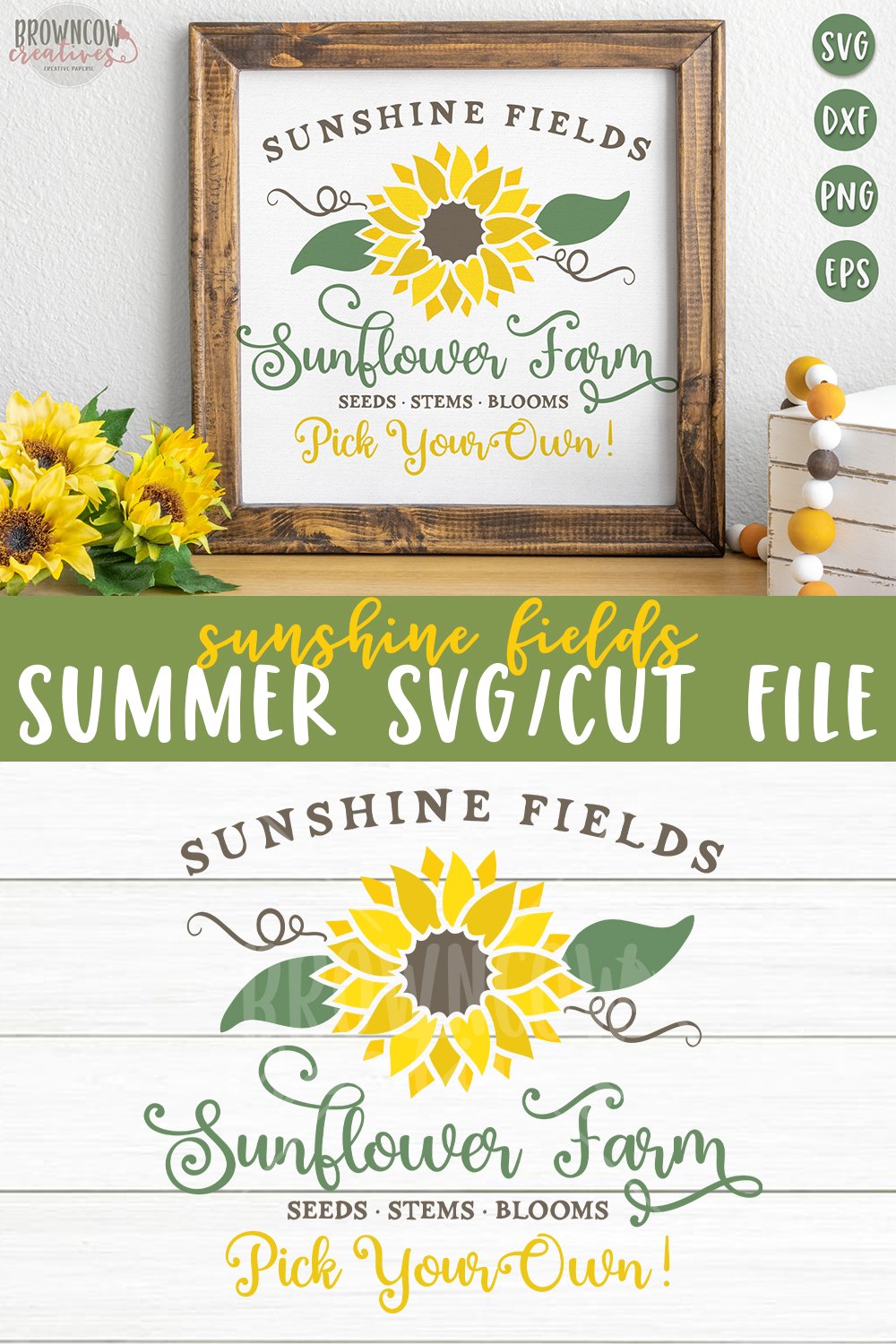 Sunshine Fields Sunflower Summer Farmhouse Sign SVG