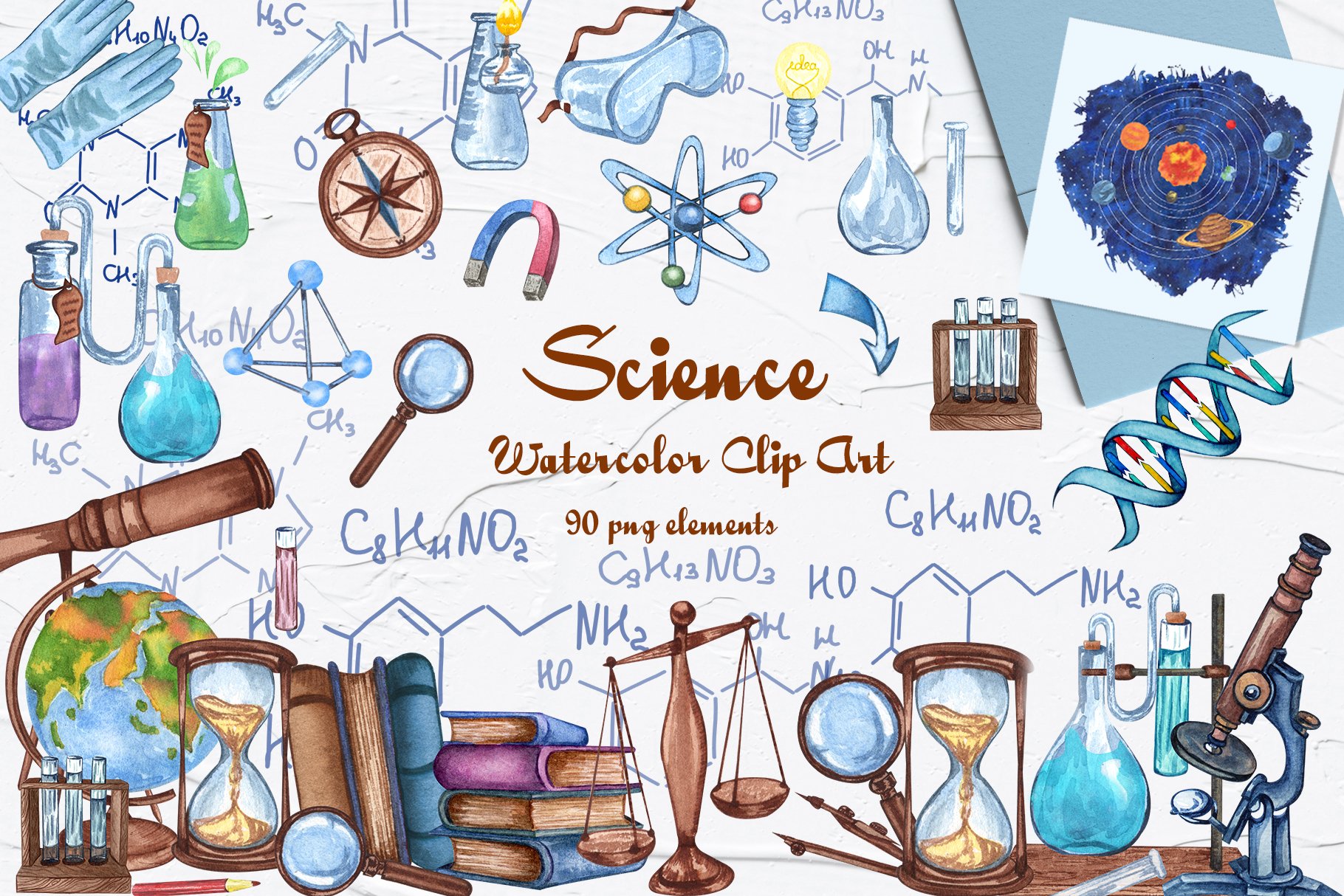 Science Watercolor Clip Art