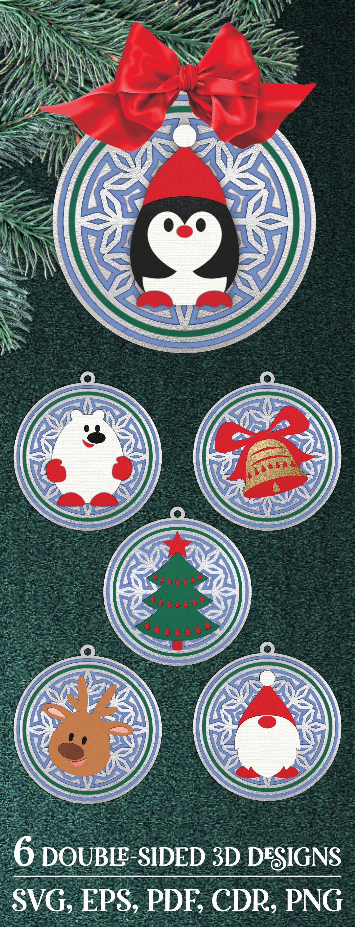 Christmas 3D Layered Ornaments | Paper Craft Templates
