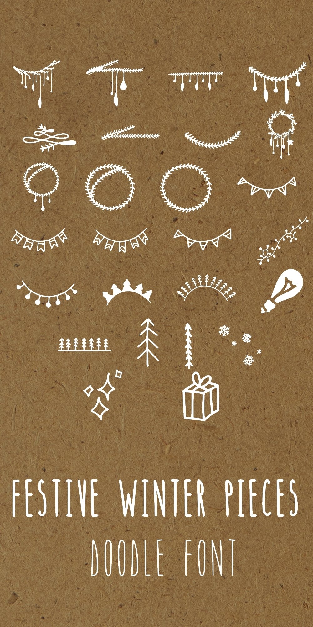 Festive winter pieces doodle font in ttf and otf