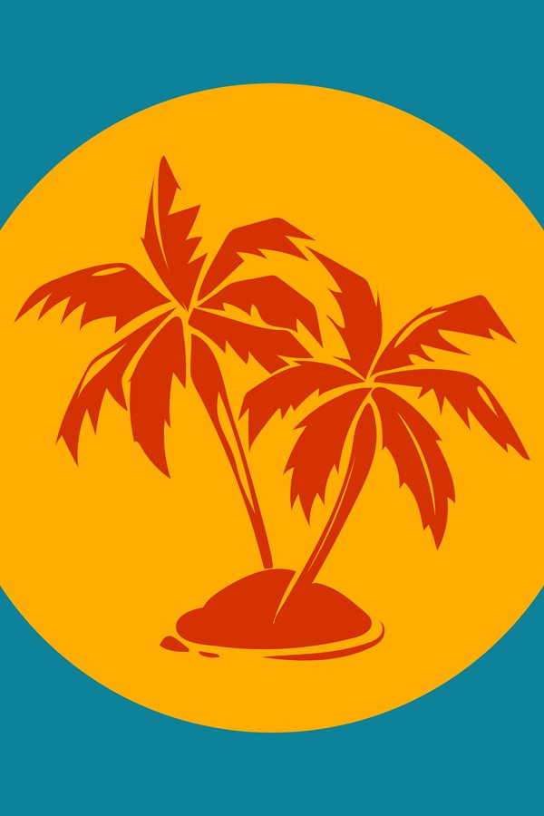 Tropical paradise palm trees and sun logo (765992)
