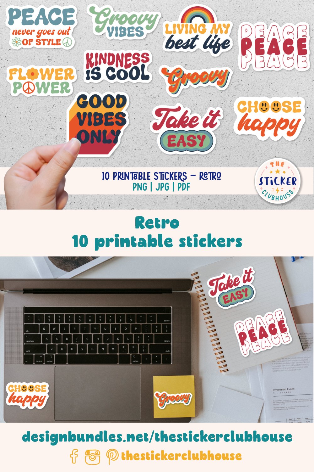 10 printable retro stickers