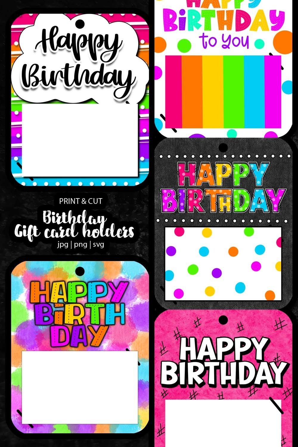 Colorful Letters and Words Print & Cut Money Card Holders