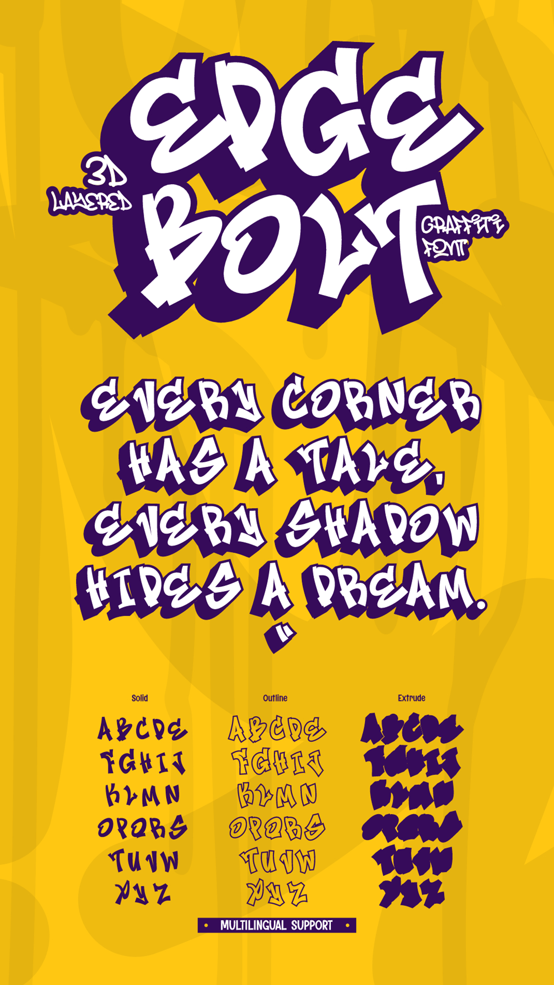 Edge Bolt - A Thin 3D Layered Graffiti Font