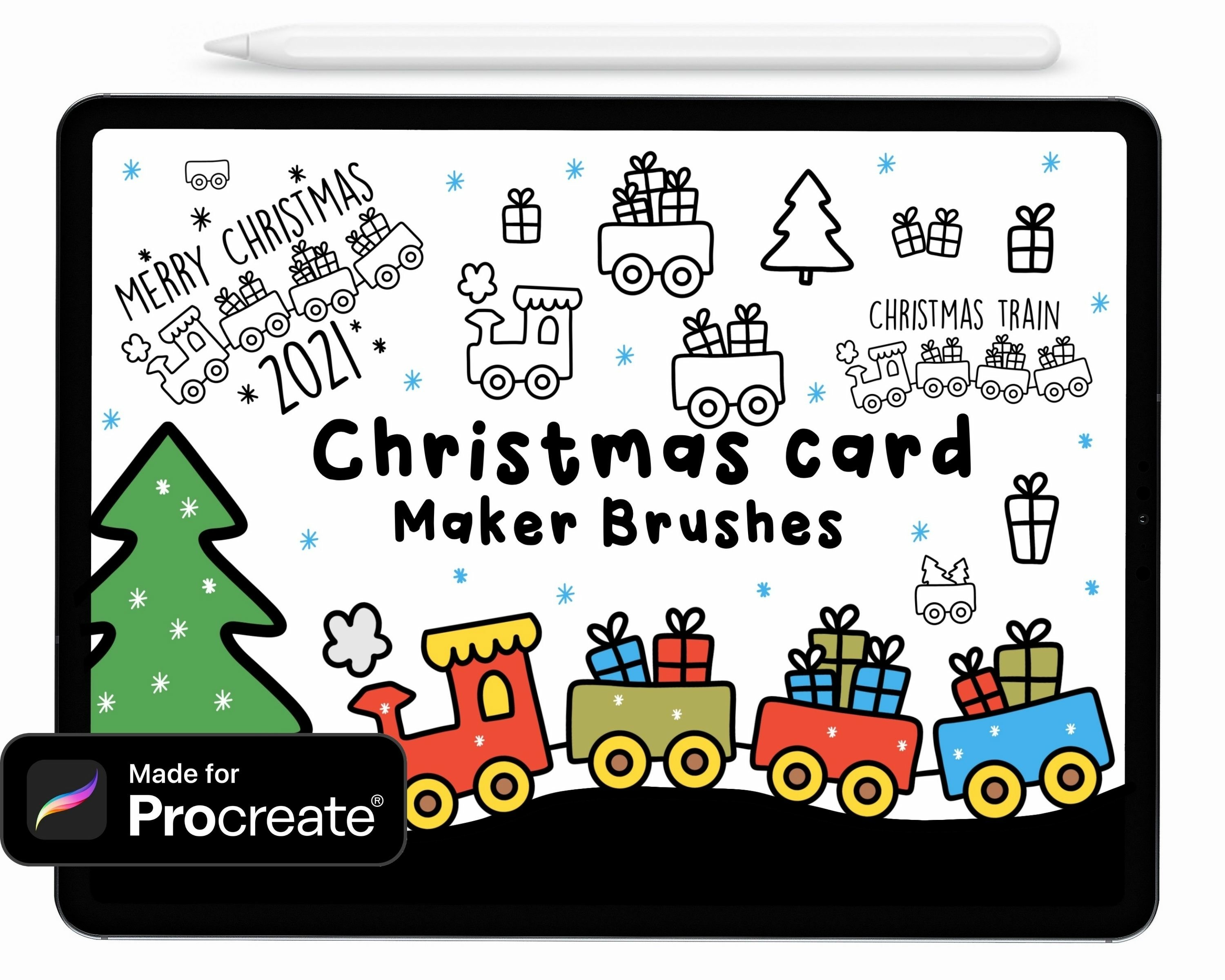 Procreate Christmas card maker brushes, Procreate brushes