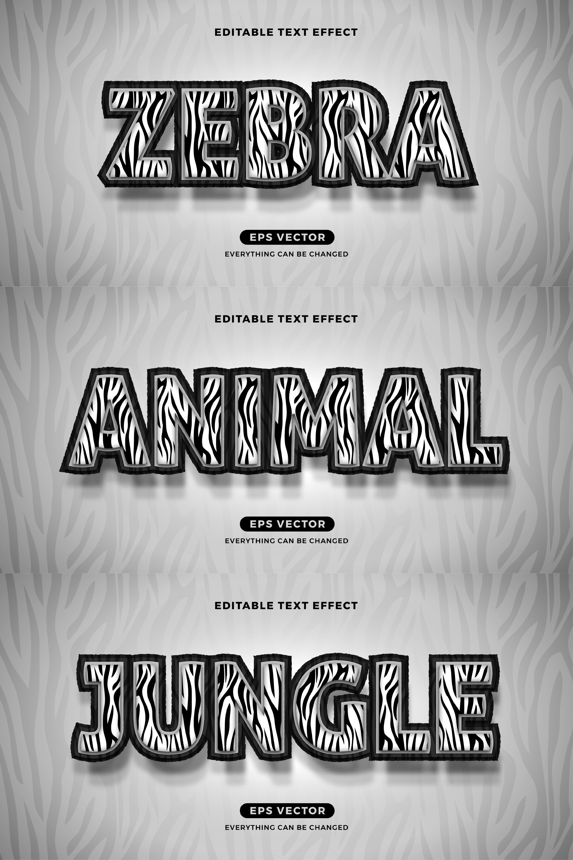 Zebra editable text effect vector template