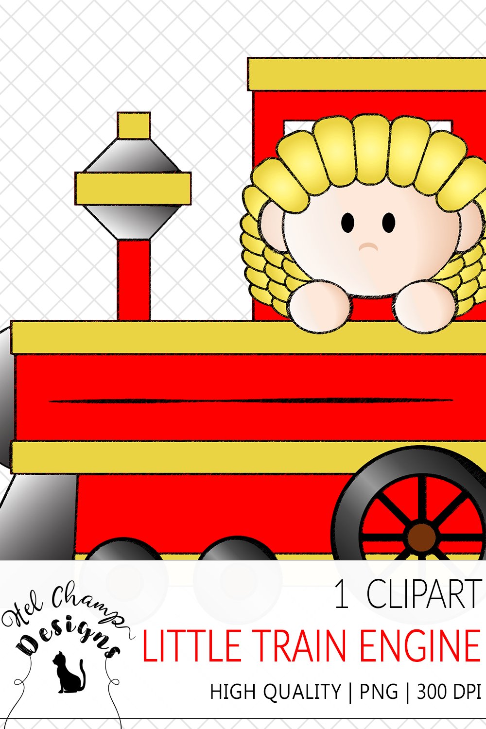 Cute kid into a red train clipart sublimation and sticker