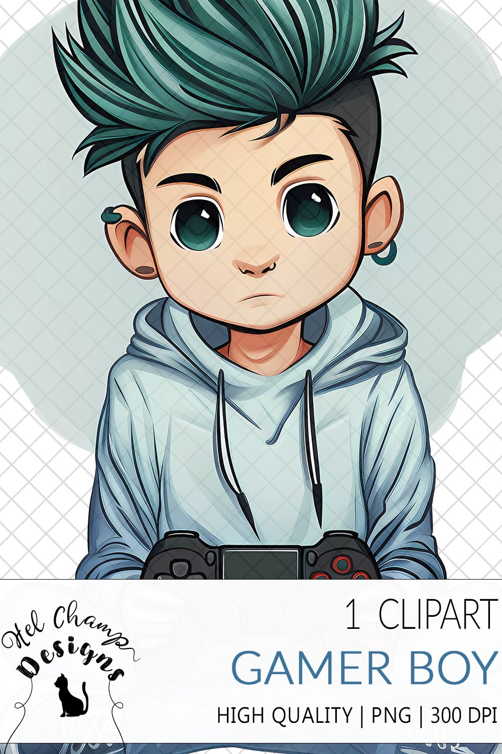 Gamer boy transparent clipart for sublimation and sticker