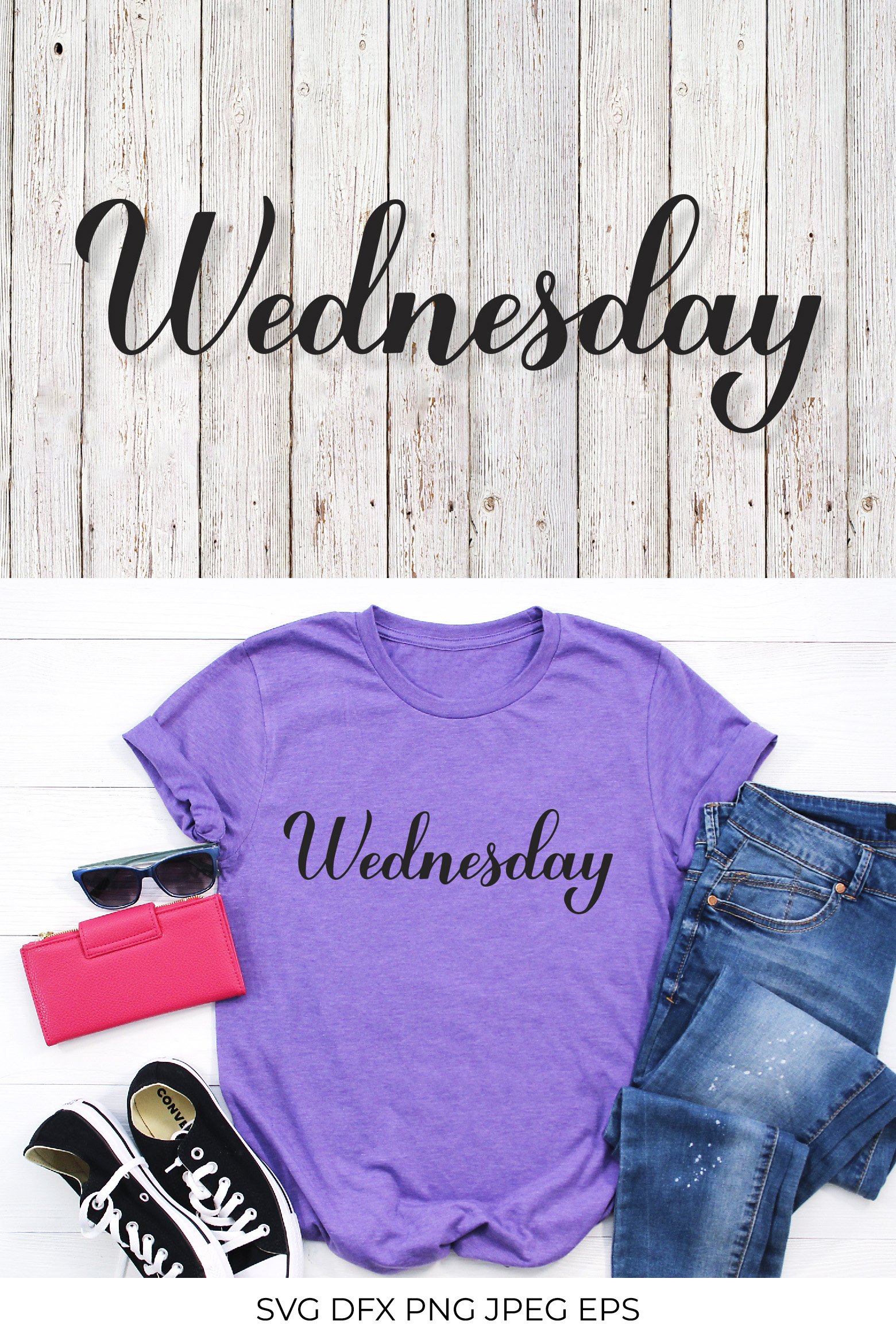 Wednesday SVG. Calligraphy hand lettering weekdays.