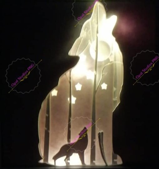 EASY wolf woodland nature 3d layered shadow box (1320236)