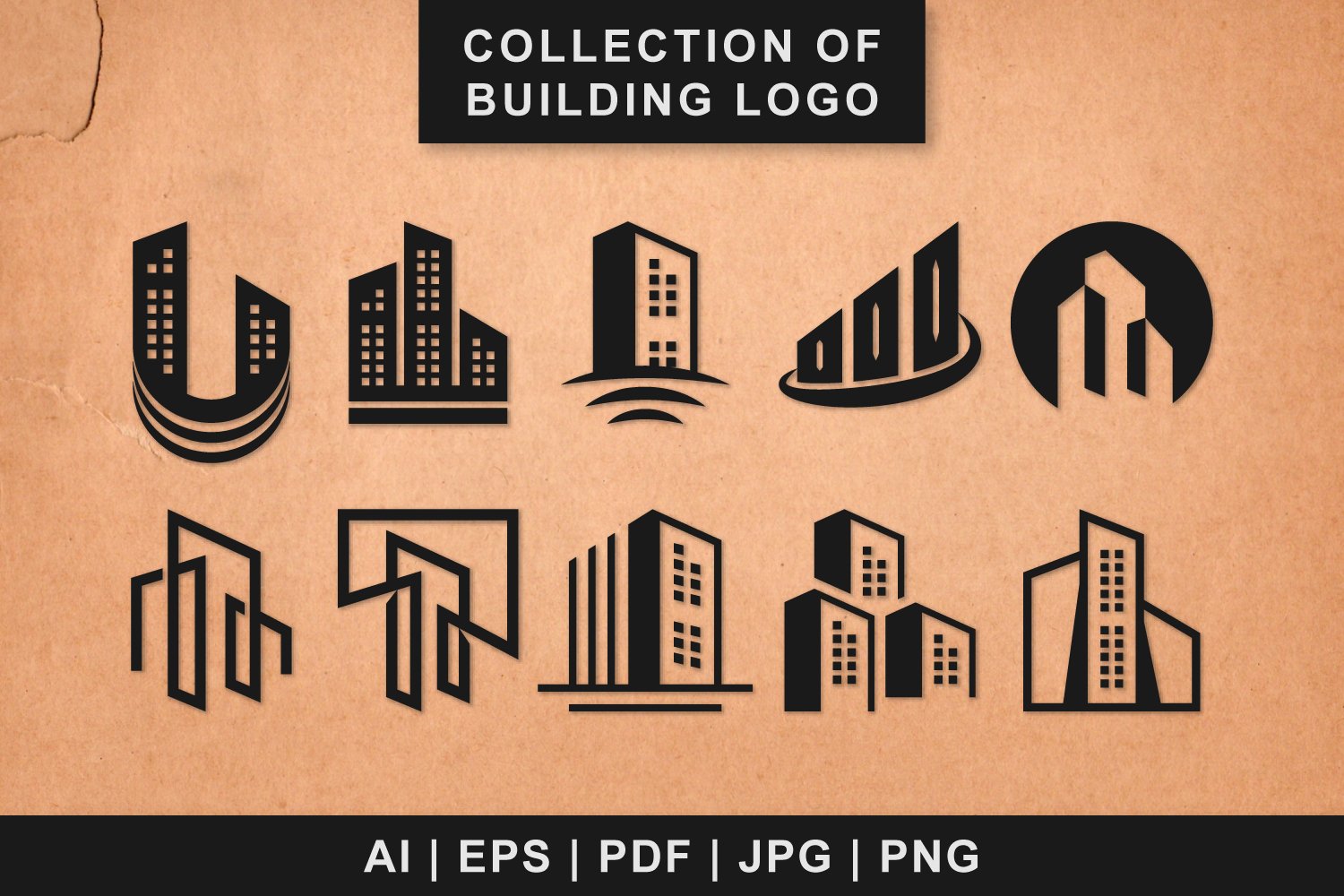 Collection of logo designs for office or company buildings