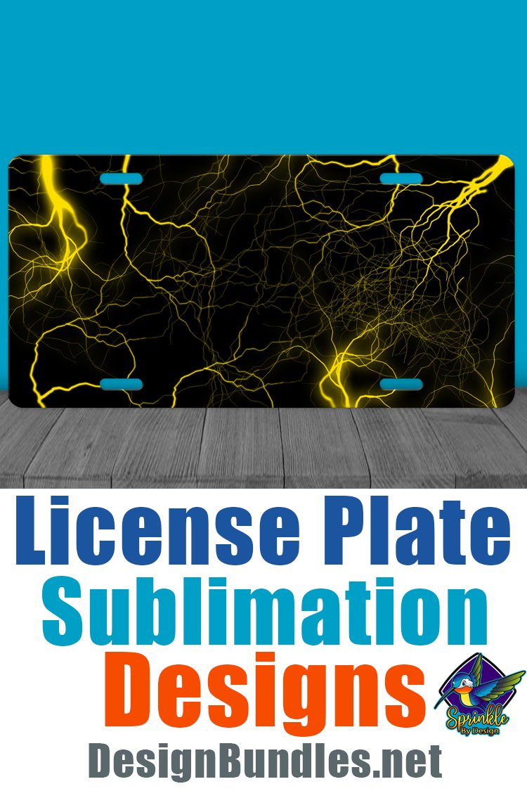 Yellow Lightning License Plate Sublimation