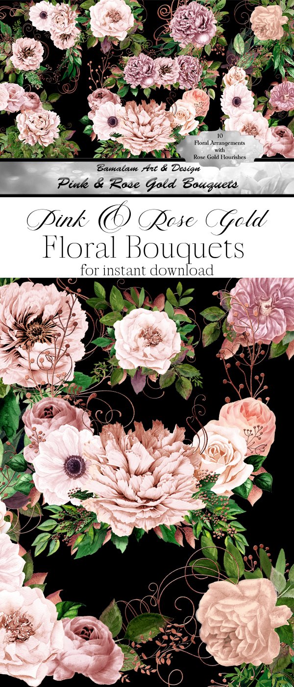 Pink & Rose Gold Floral Bouquets