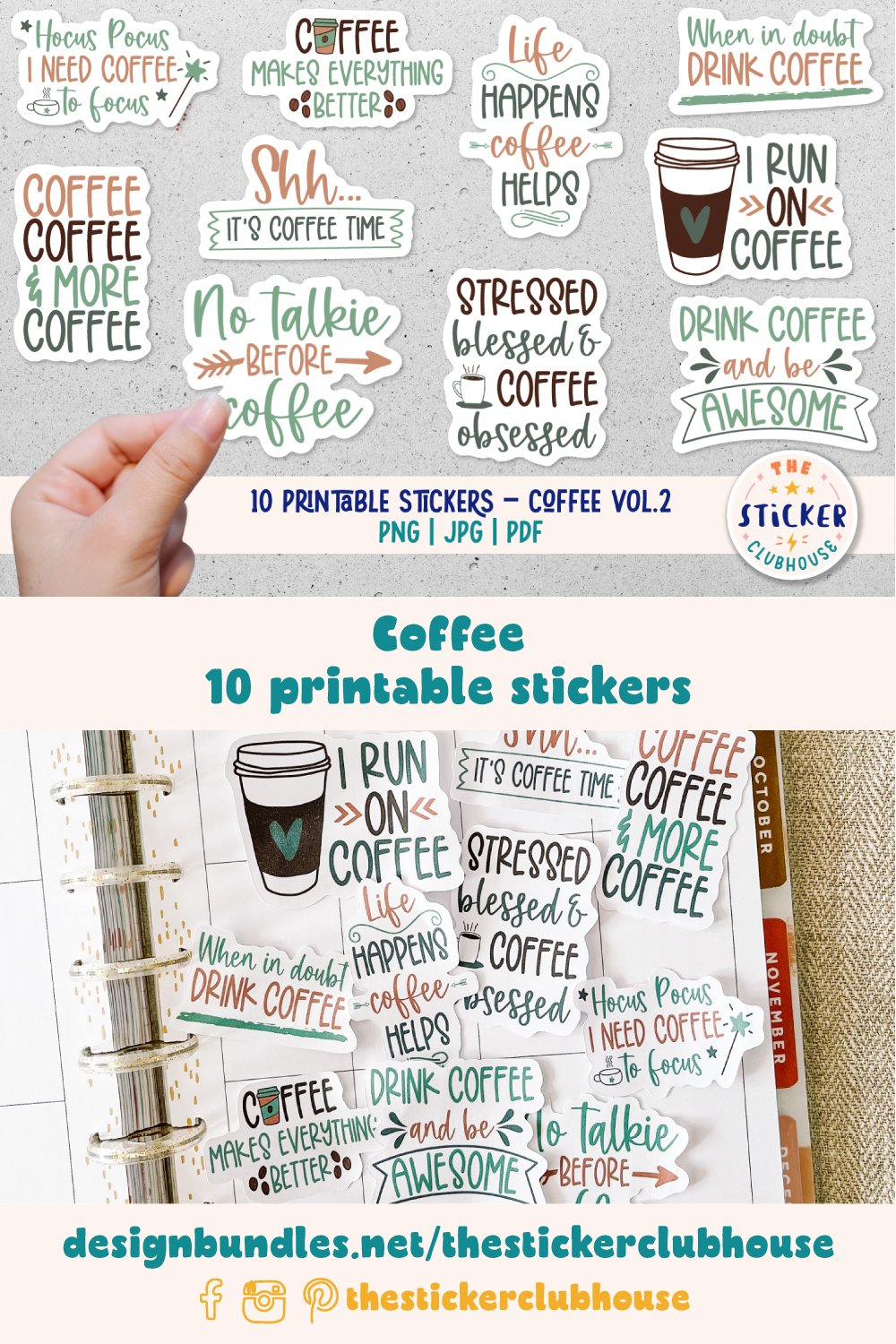 10 printable coffee stickers
