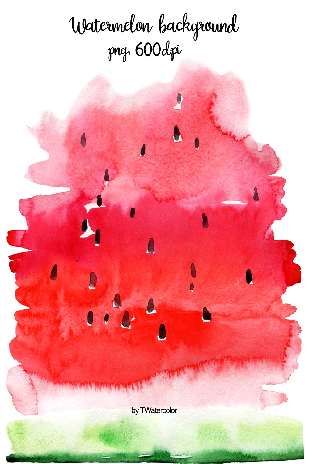 Watermelon Clipart. Watercolor Summer Background PNG
