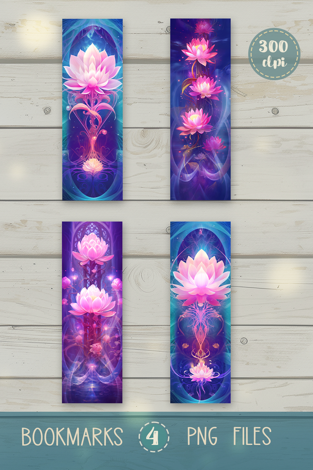 Bookmarks design - Bright Lotus Tree.