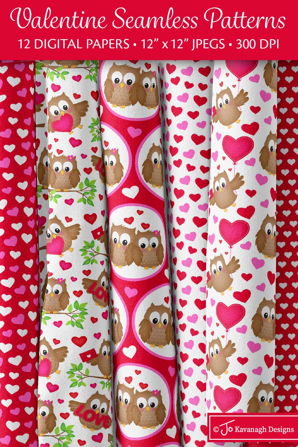 Valentine Digital Papers, valentine's day scrapbook papers