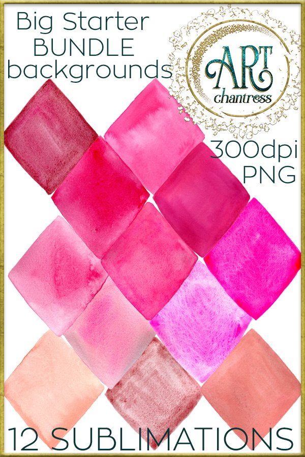 Sublimation BUNDLE Watercolor Pink and blush backgrounds PNG