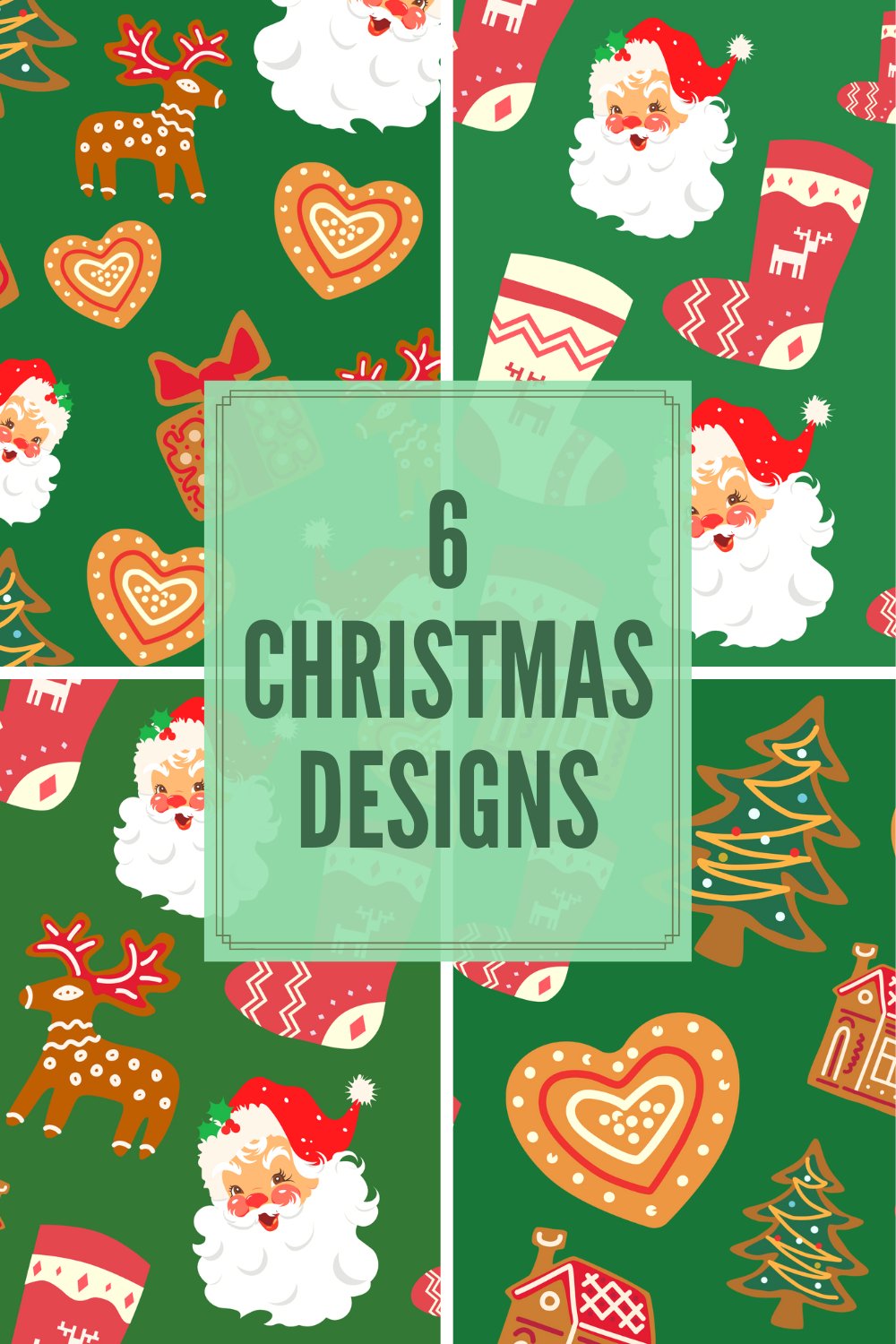 Green christmas digital paper set seamless pattern (2199123)