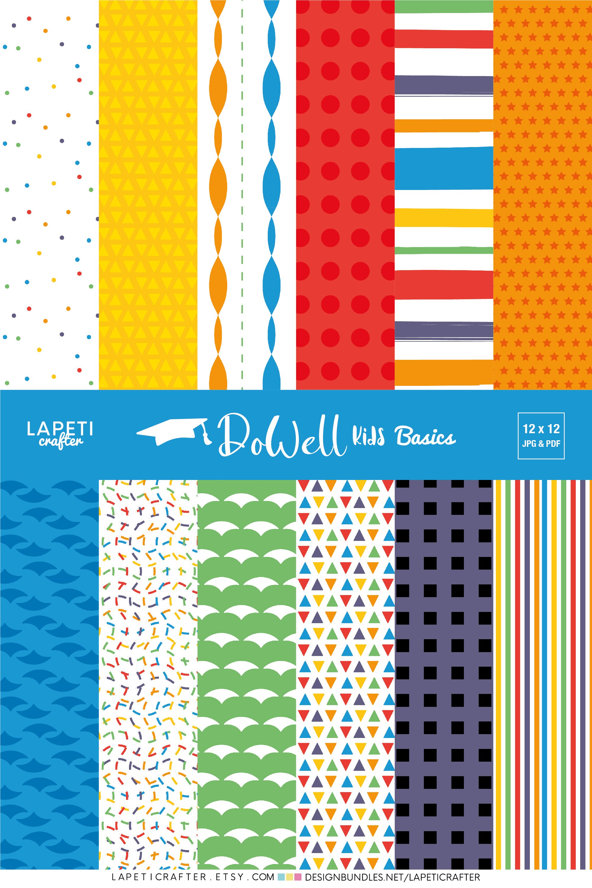 Kid Digital Paper | Vibrant Scrapbooking Patterns