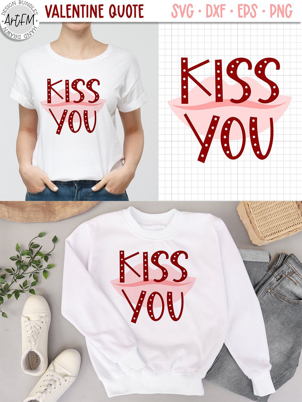 Love Quote for Valentines Day | Kiss Lips SVG