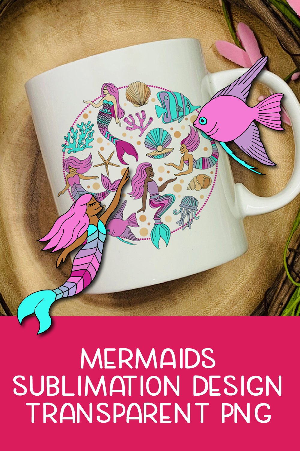 Mermaid Sealife Under the Sea Printable Sublimation Design