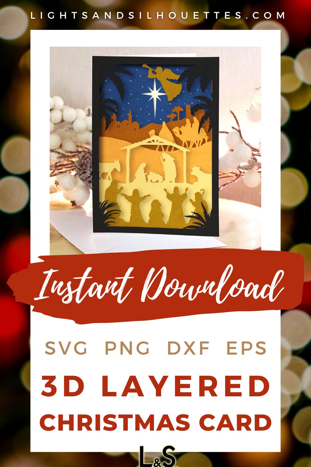 Layered Christmas Card | Nativity Scene Svg