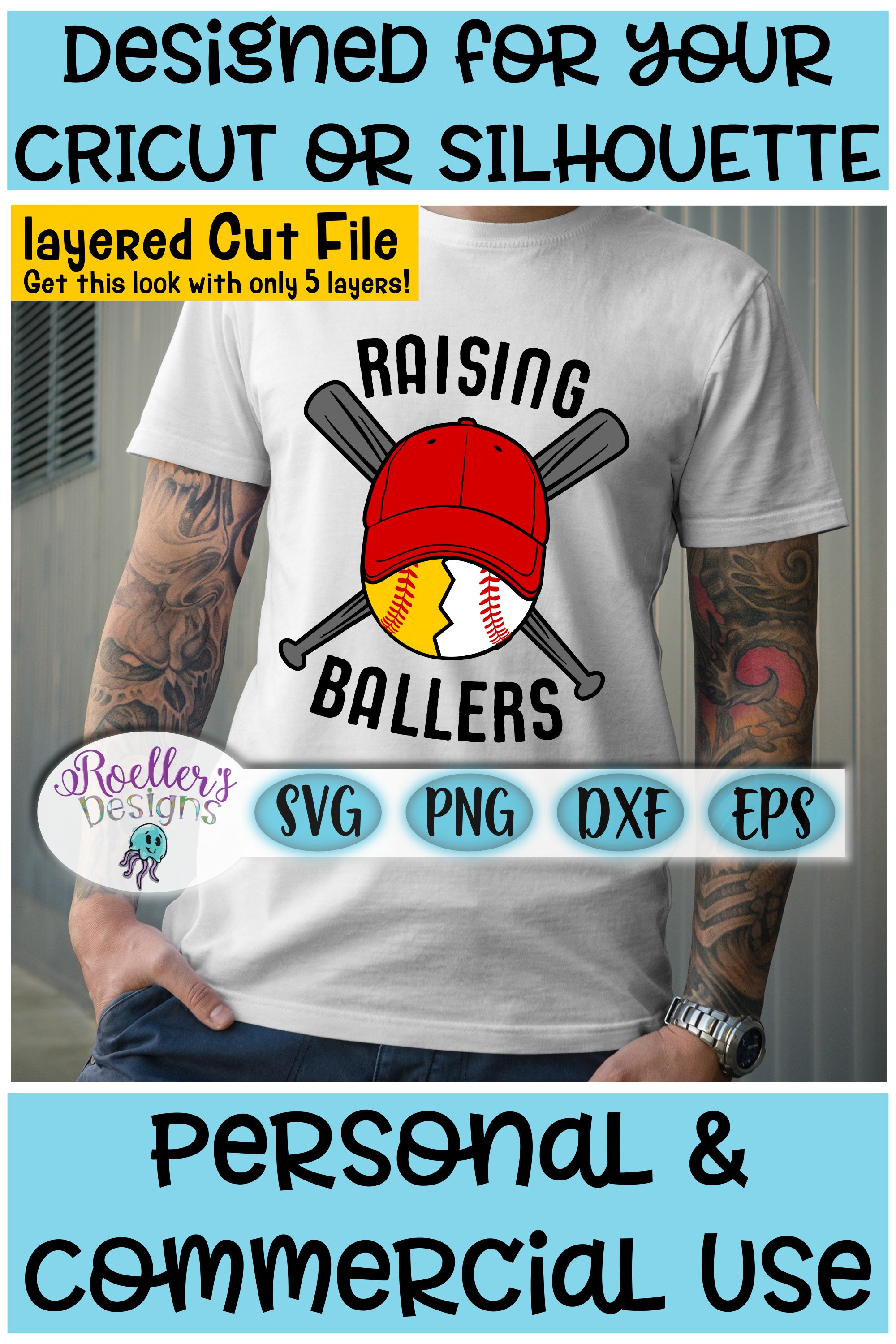 Raising Ballers - A Baseball and Softball Layered Cut File