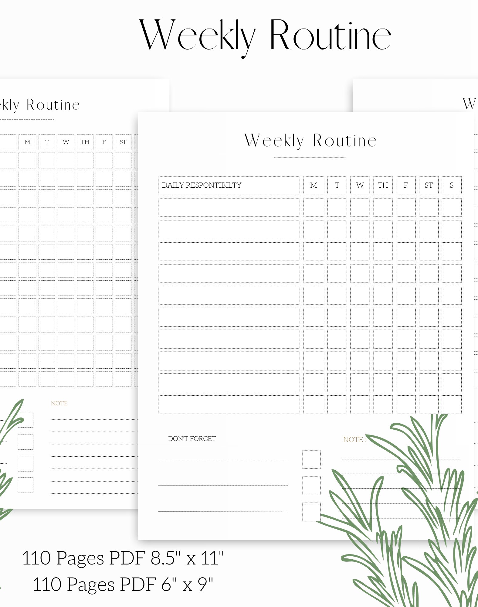 Weekly Routine Planner | Weekly Habit Tracker