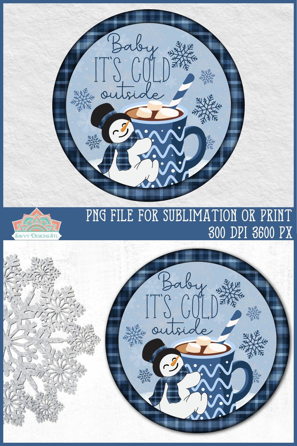 Hot Cocoa Snowman | Round Winter Sign