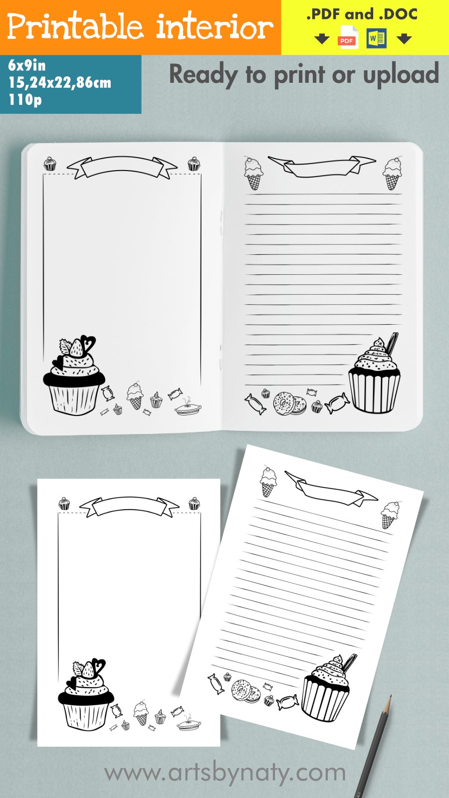 Sweets and candies draw, write, and color journal.