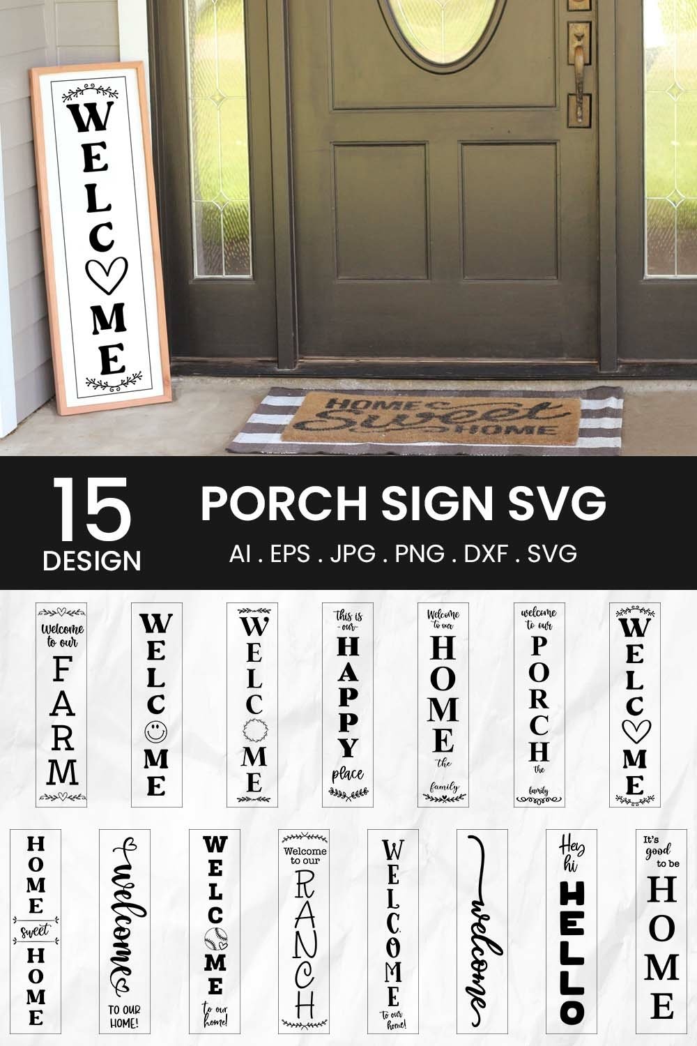 Porch Sign SVG Bundle with 15 Variations