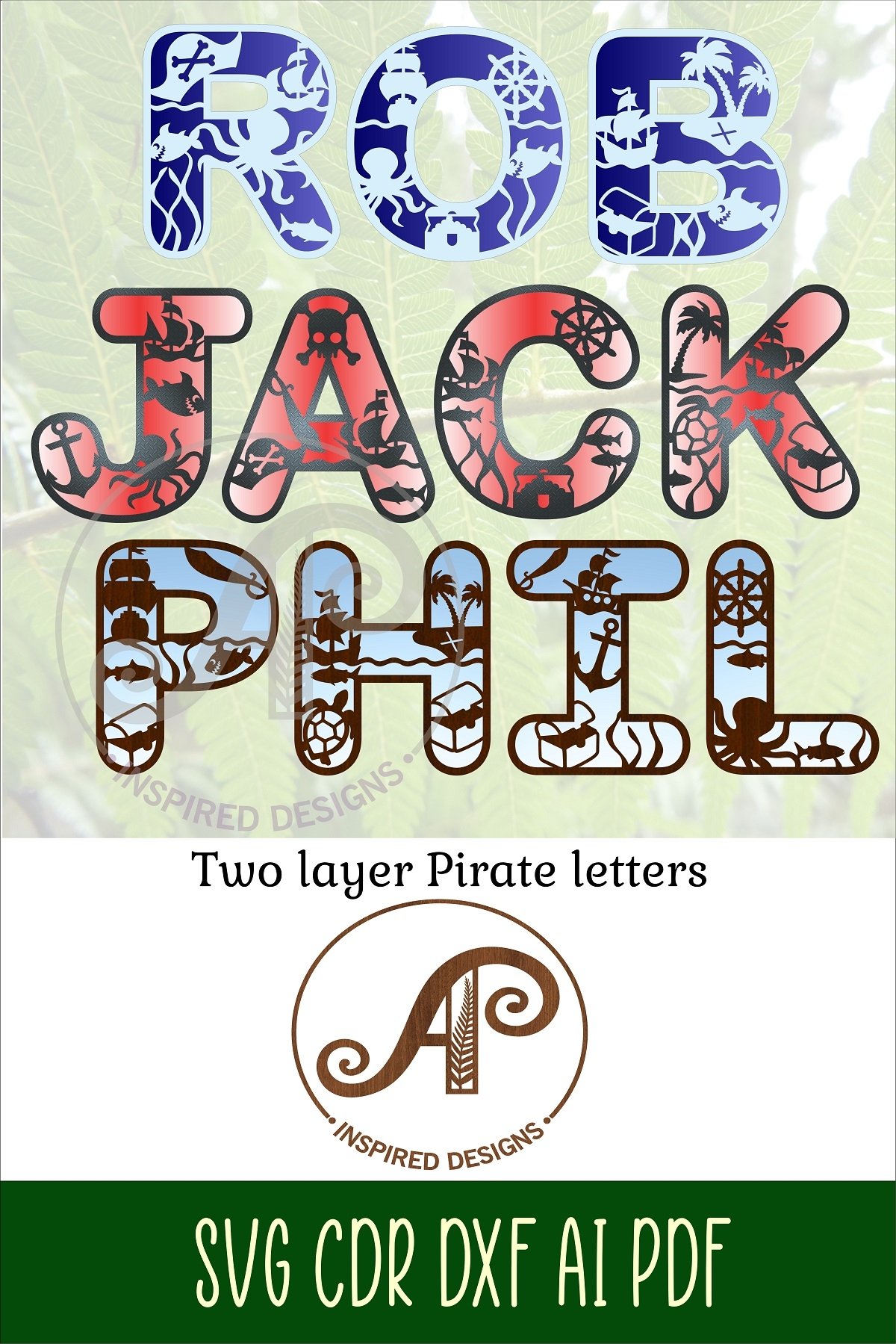 Pirate alphabet set. 2 layer letters. 47letter