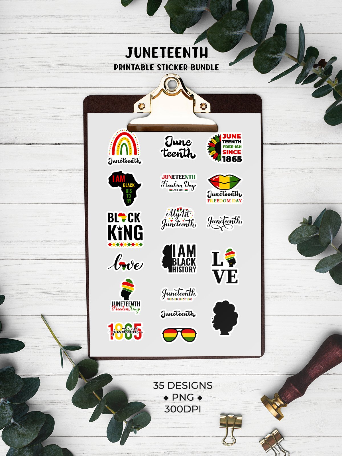 Juneteenth sticker bundle. Black history stickers printable