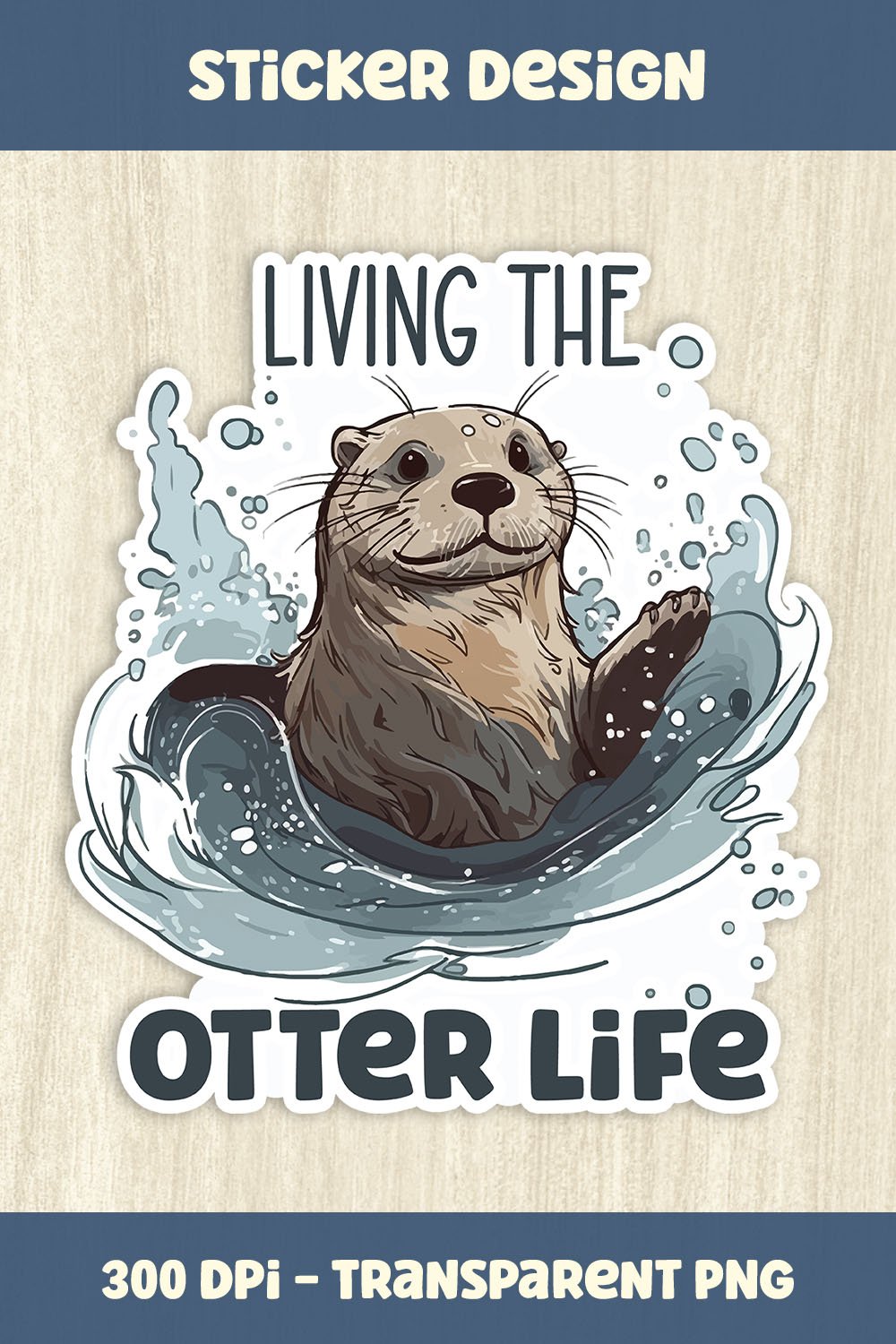Otter sticker design, transparent PNG
