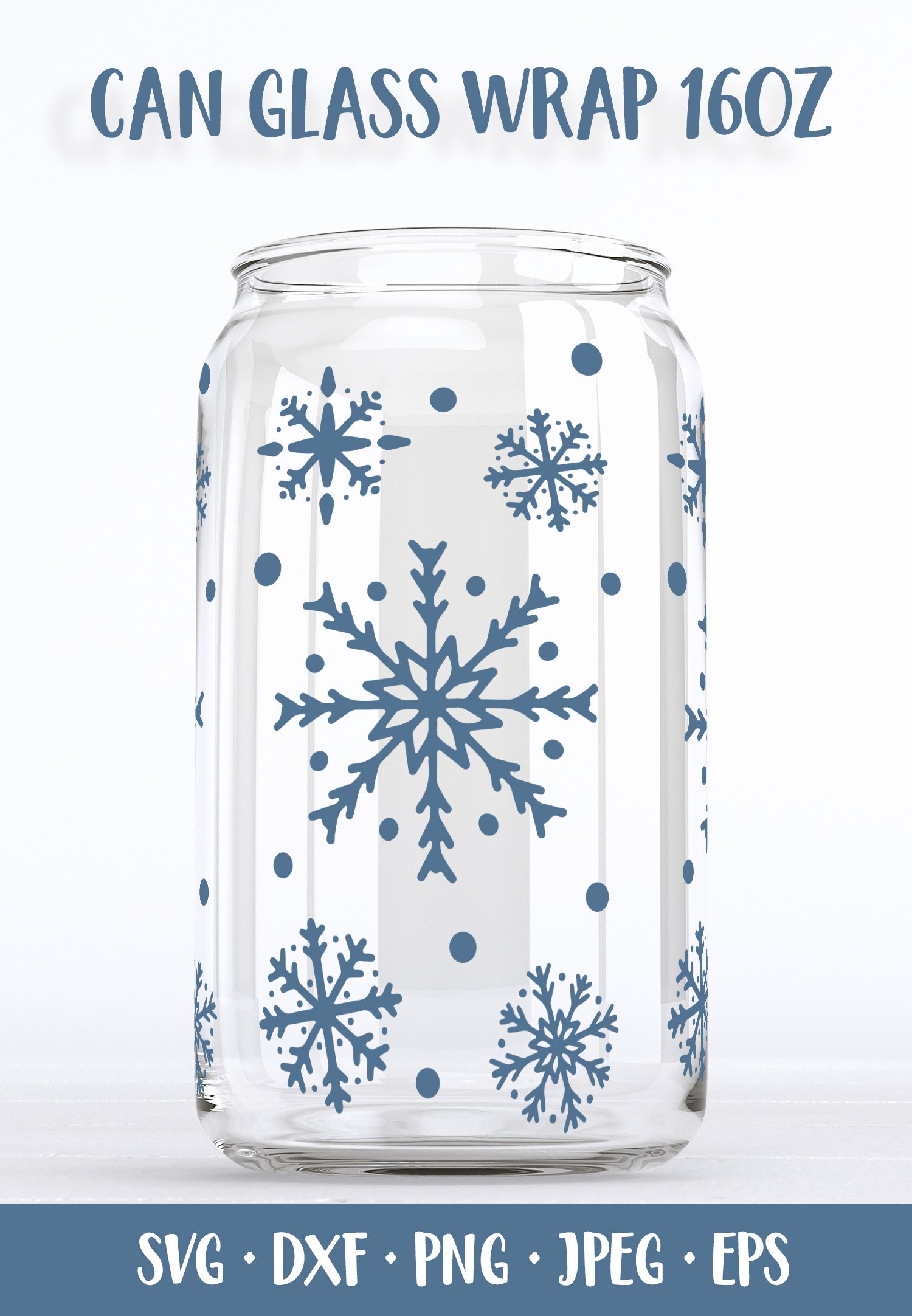 Snowflake Can Glass Wrap SVG. Winter Glass Can