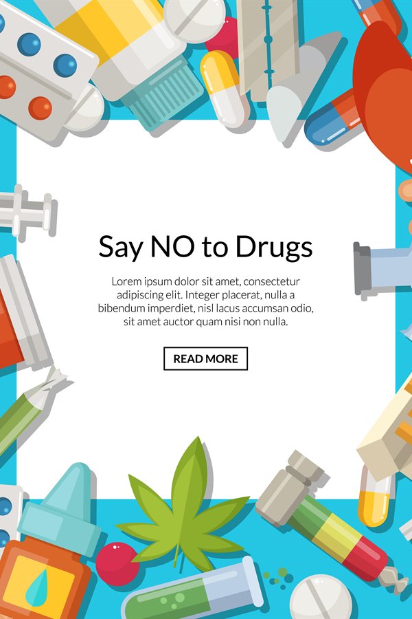 Vector drugs types background with white square and place fo (815174 ...