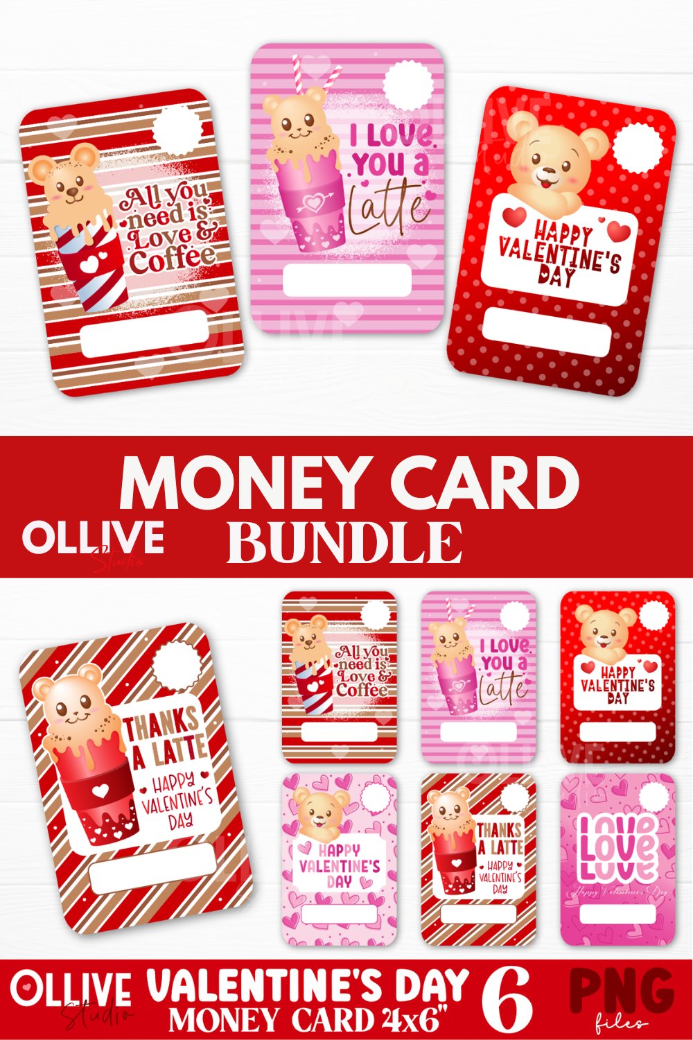 Valentine's Day Money Card 4x6" PNG Bundle
