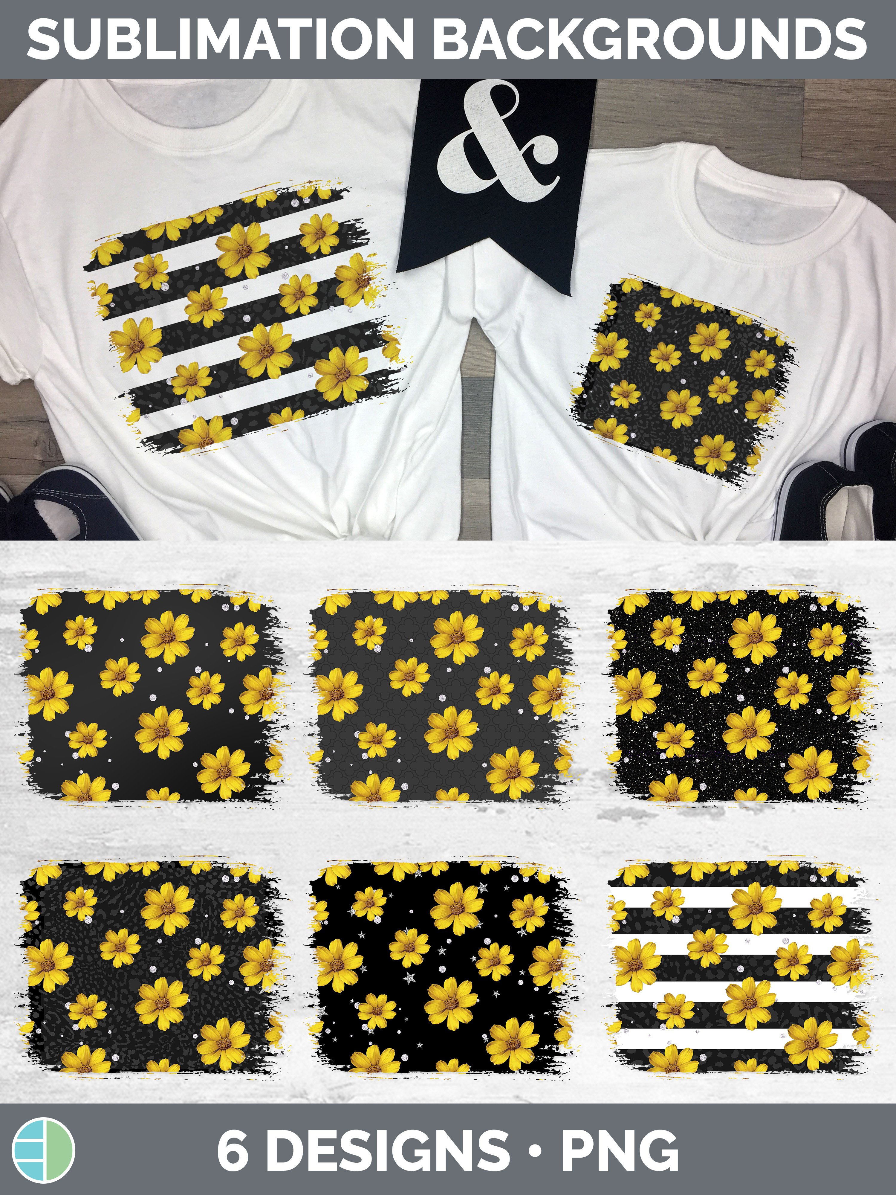 Yellow Flowers Distressed Sublimation Background Panel