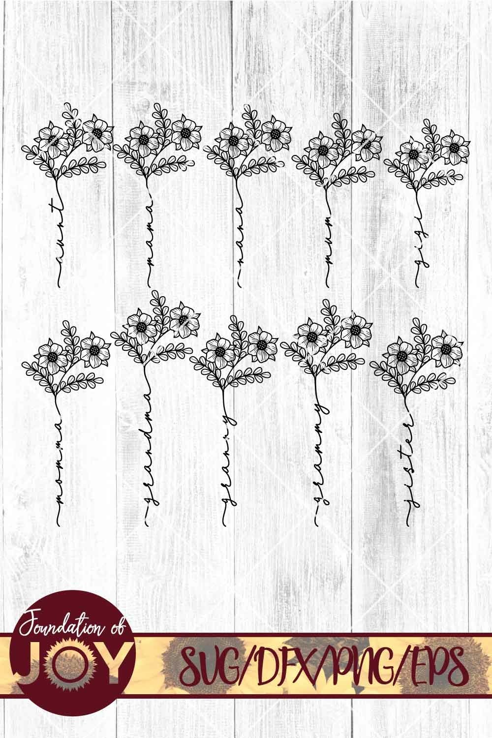 Wildflower Name Bundle, Grandma gigi Mum Name Logo Bundle