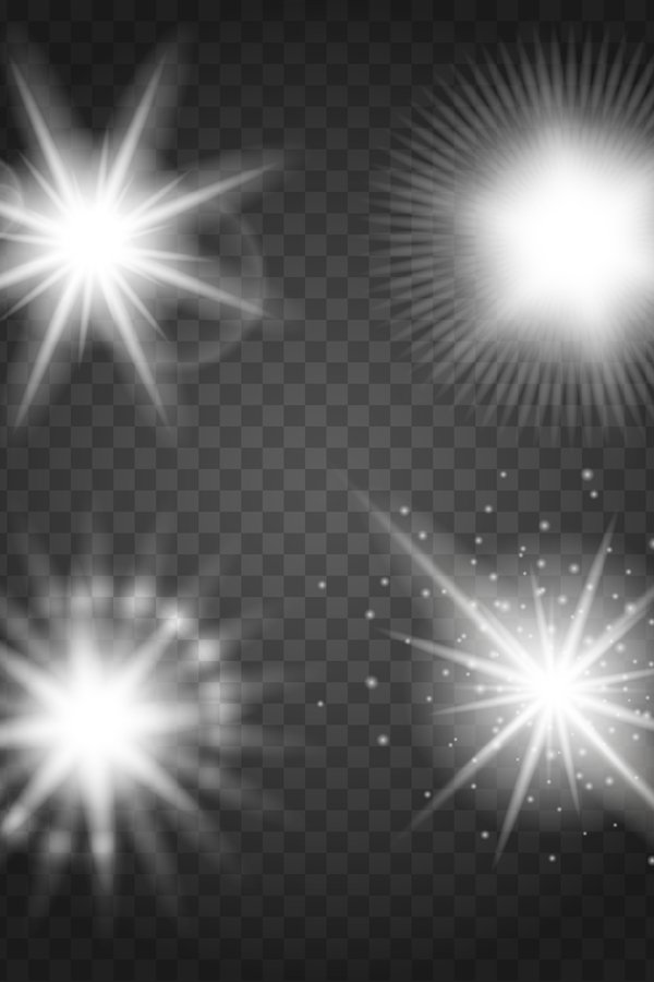 Stars set on transparent background